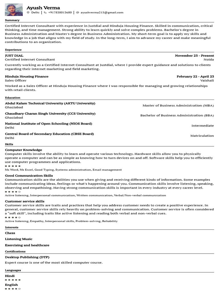 Reactive Resume Ayush Resume | PDF | Communication | Master Of Business ...