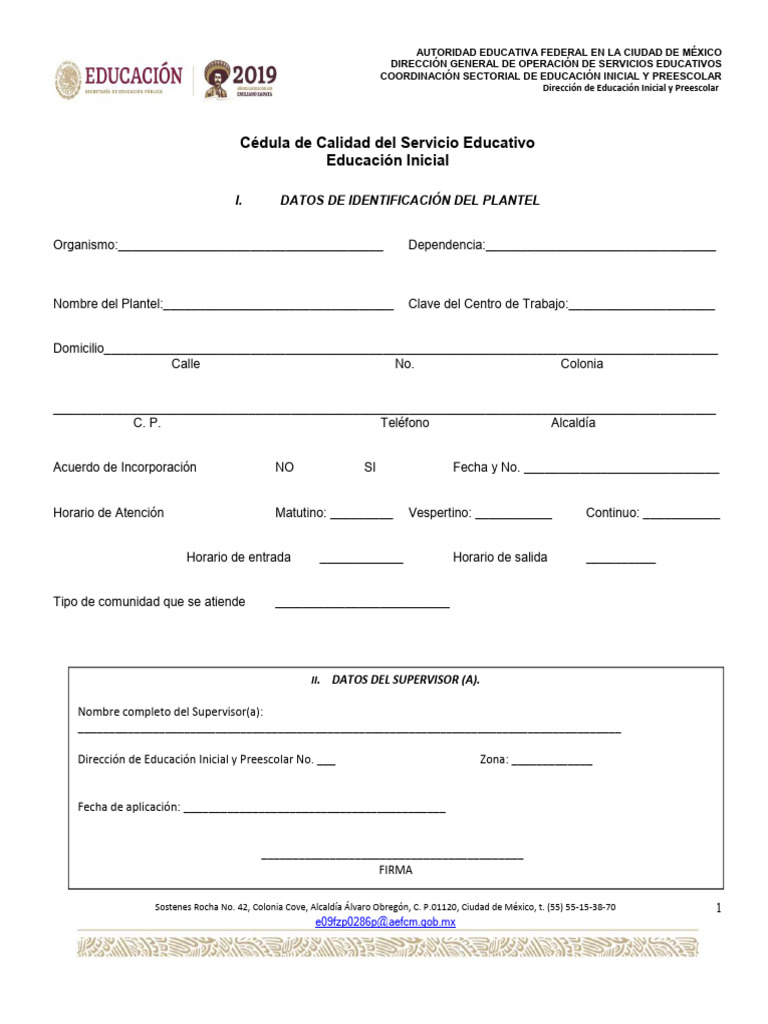 Cedula de Calidad Del Servicio Cends | PDF | Educación de la primera ...