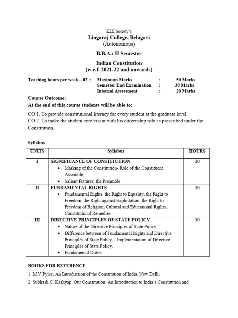 AECC 6 - Indian Constitution - NEP | Download Free PDF | Legal ...