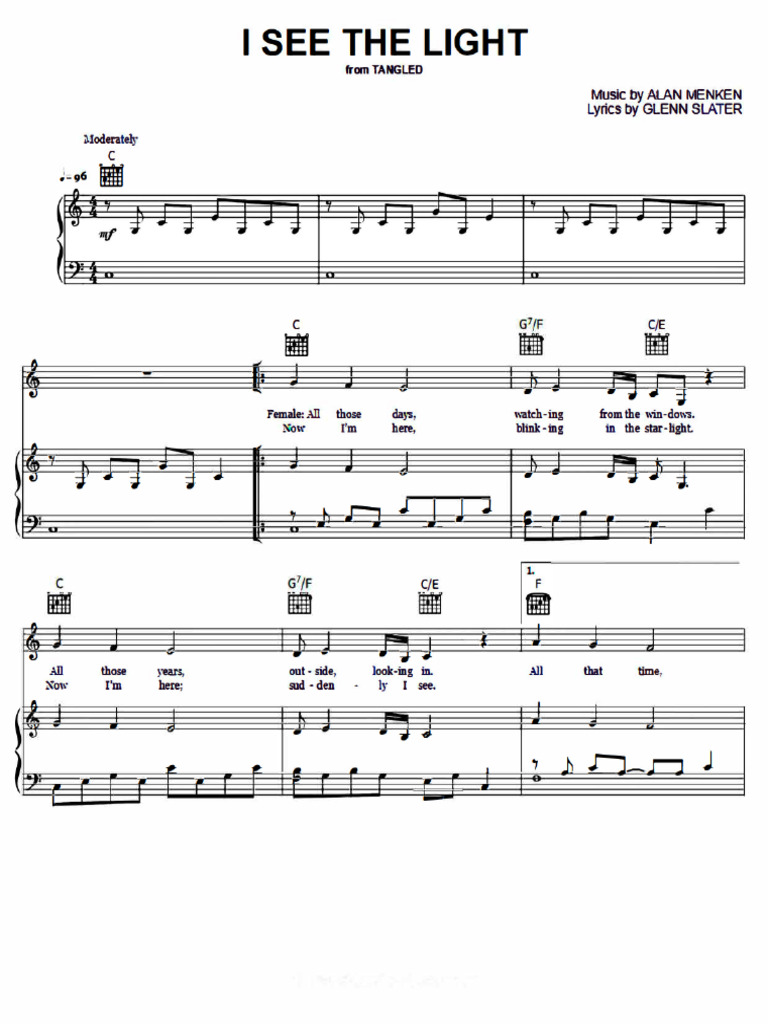 I See The Light Sheet Music Tangled | PDF