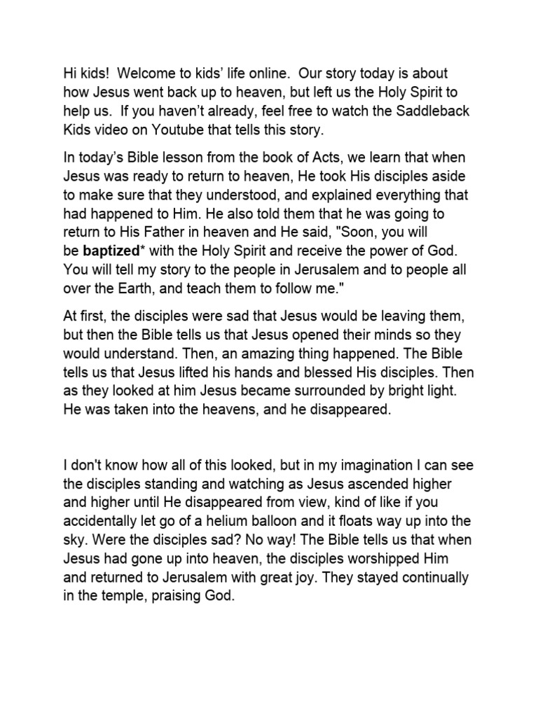 Virtual Sunday-School Lesson Plan - 2020-05-17 Great Commission and ...