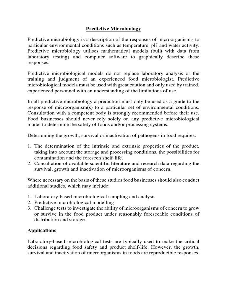 Predictive Microbiology MSC 1 FPP 23 - 24 | PDF | Microbiology | Shelf Life