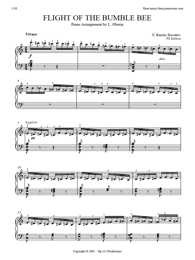 Rimsky-Korsakov-Flight of The Bumble Bee-SheetMusicGiant | PDF