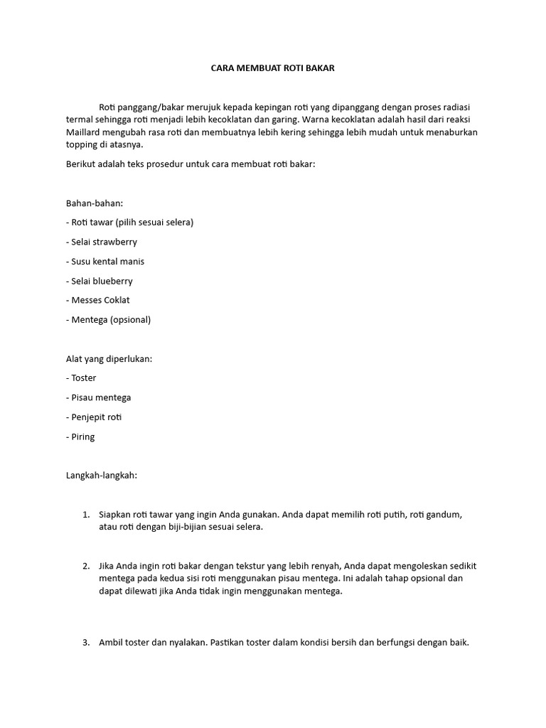 Roti Bakar Pak Muklis | PDF