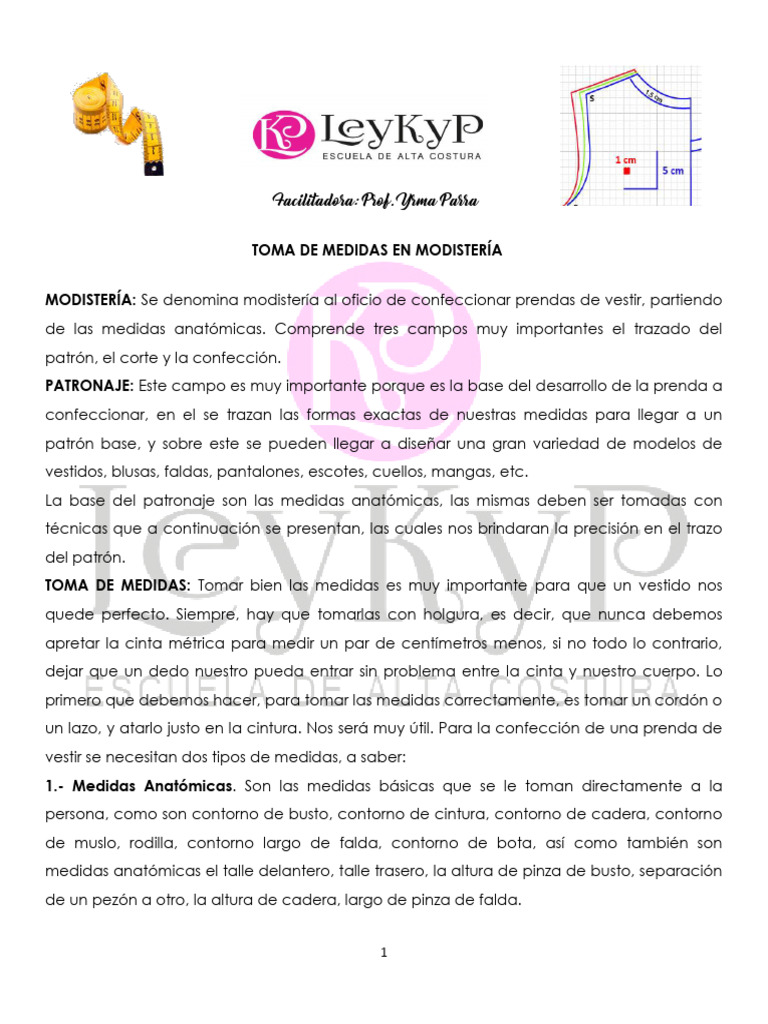 Guía de Medidas en Modistería | PDF | Ropa | Falda