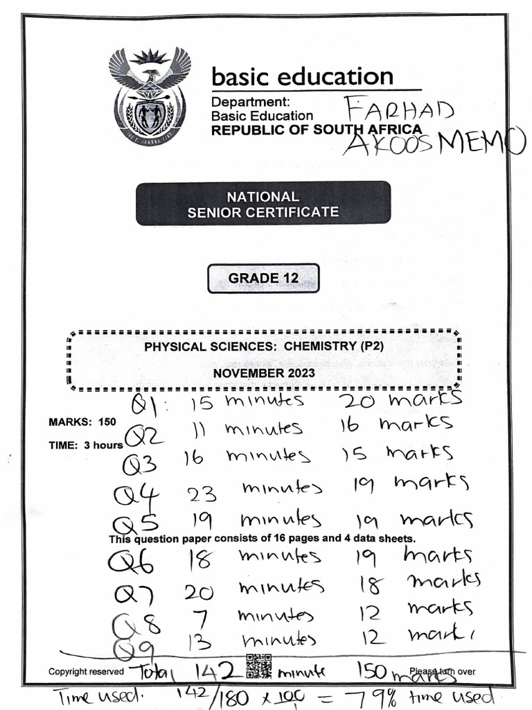 MEMO G12 PSc P2 Nov 2023 NSC Farhad Akoos Memo | PDF