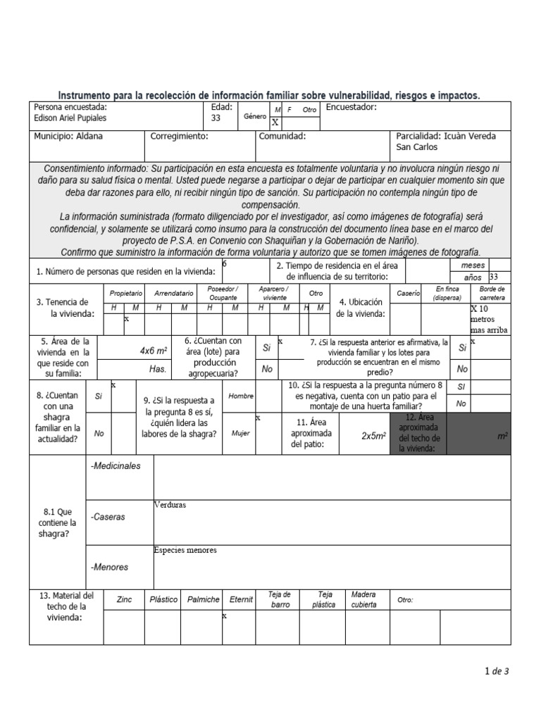 FORMATO FAMILIAR - Edison Ariel Pupiales | PDF | Riego | Ciencias de la ...
