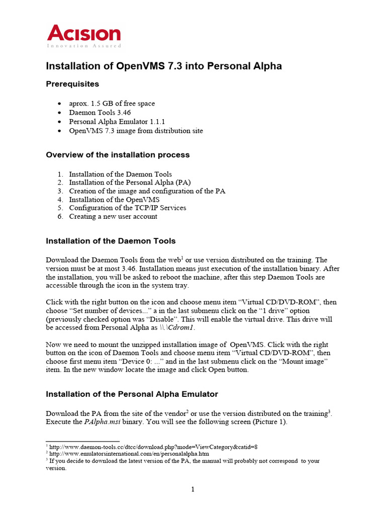 Installation of OpenVMS Into Personal Alpha | PDF | Ip Address | Virtual Machine