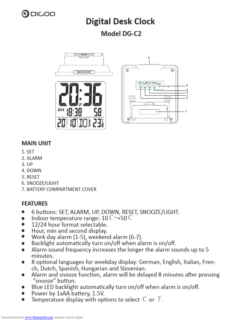 Digoo DGC2 User Manual | PDF | Workweek And Weekend | Fahrenheit