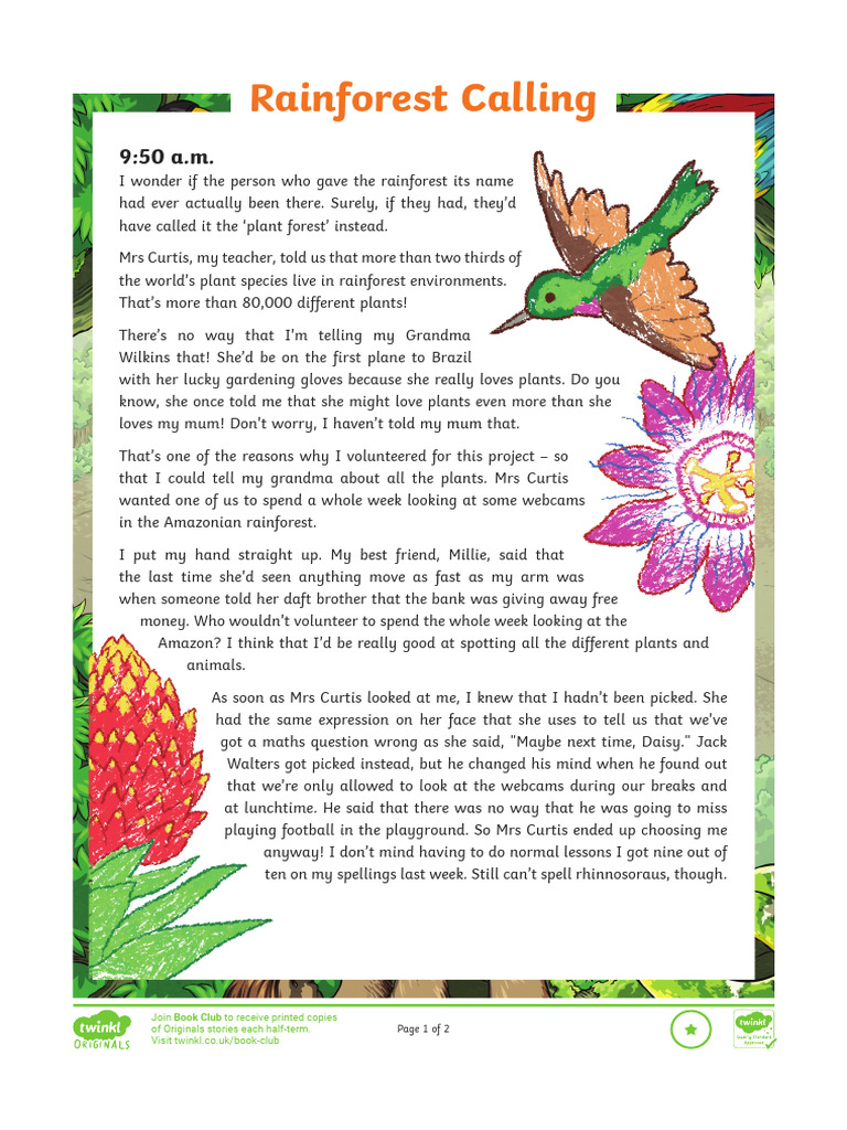 Rainforest Calling Differentiated Reading Comprehension Activity | PDF