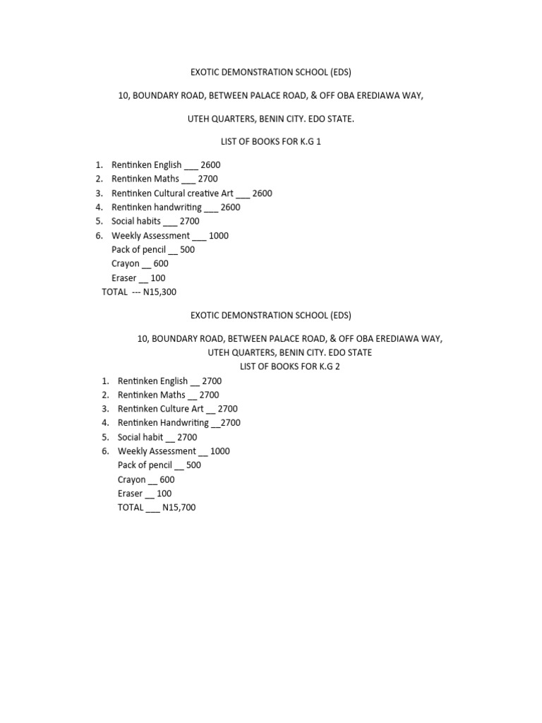 List of Books For KG1 & KG2 | PDF | Social Science | Home & Garden