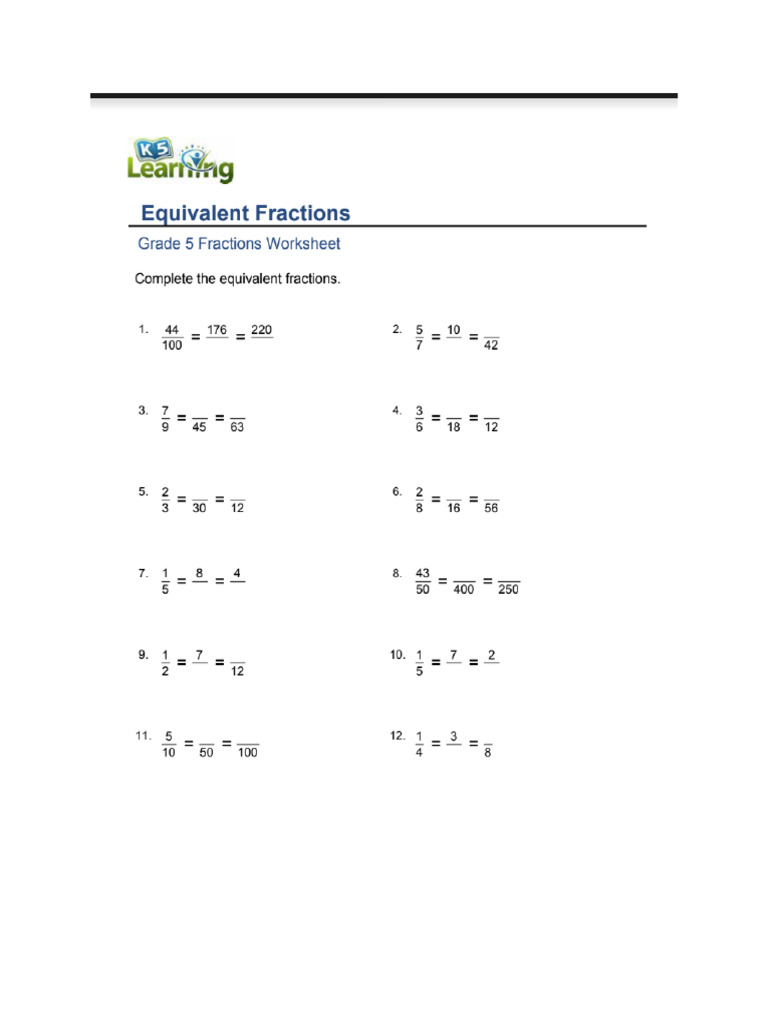 Grade 5 Fractions Test | PDF