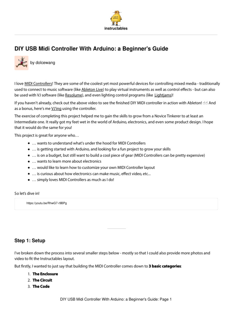 DIY USB Midi Controller With Arduino A Beginners G | PDF | Arduino | Soldering