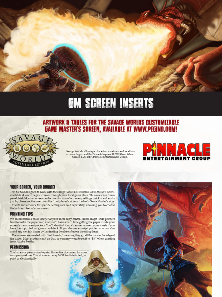 Game Master Screen Inserts (v1.1) (OEF) (2023-10-03) | PDF | Grappling | Printer (Computing)