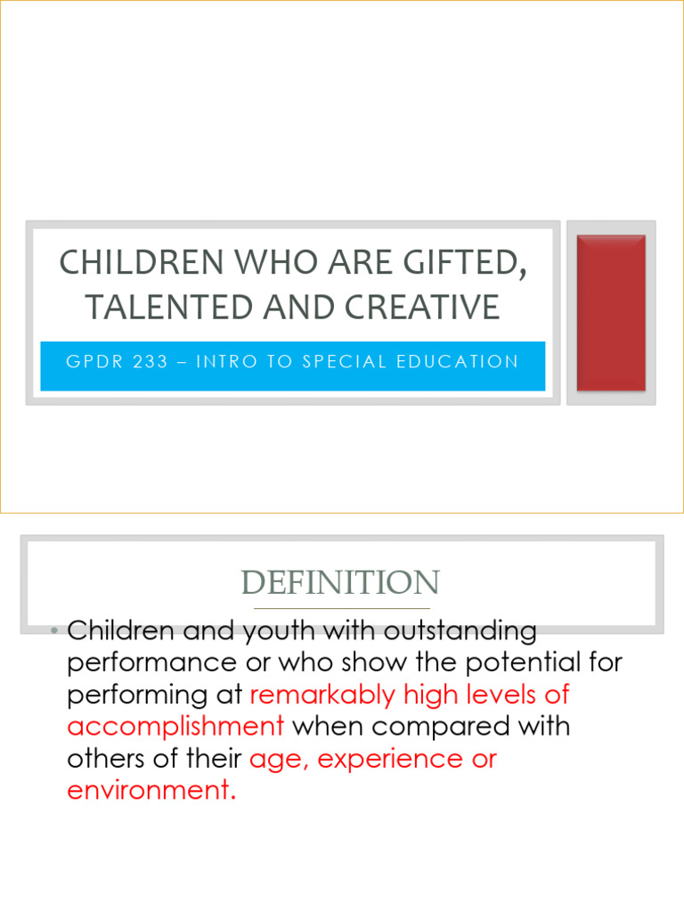 Children Who Are Gifted, Talented and Creative | PDF | Intellectual ...