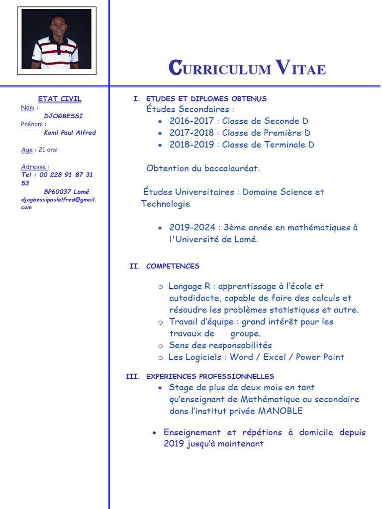 CV Alfred | PDF | Évolution de carrière