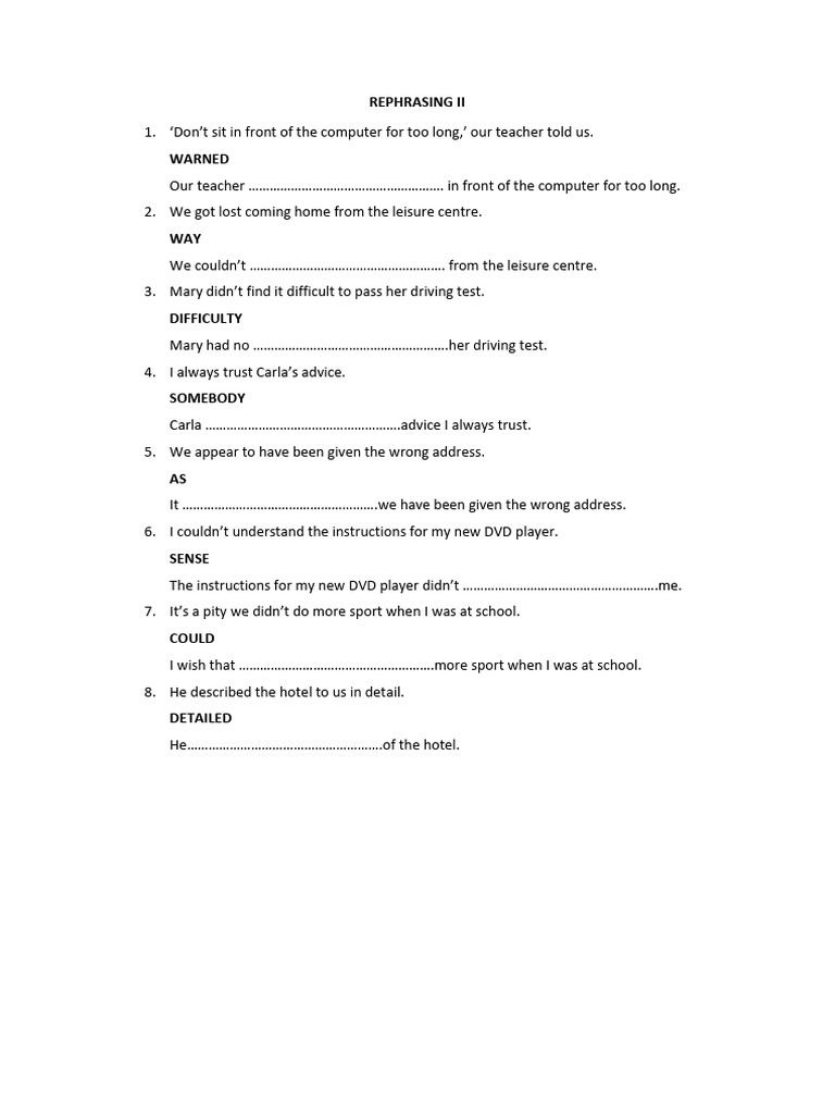 REPHRASING 2 - b2 | PDF