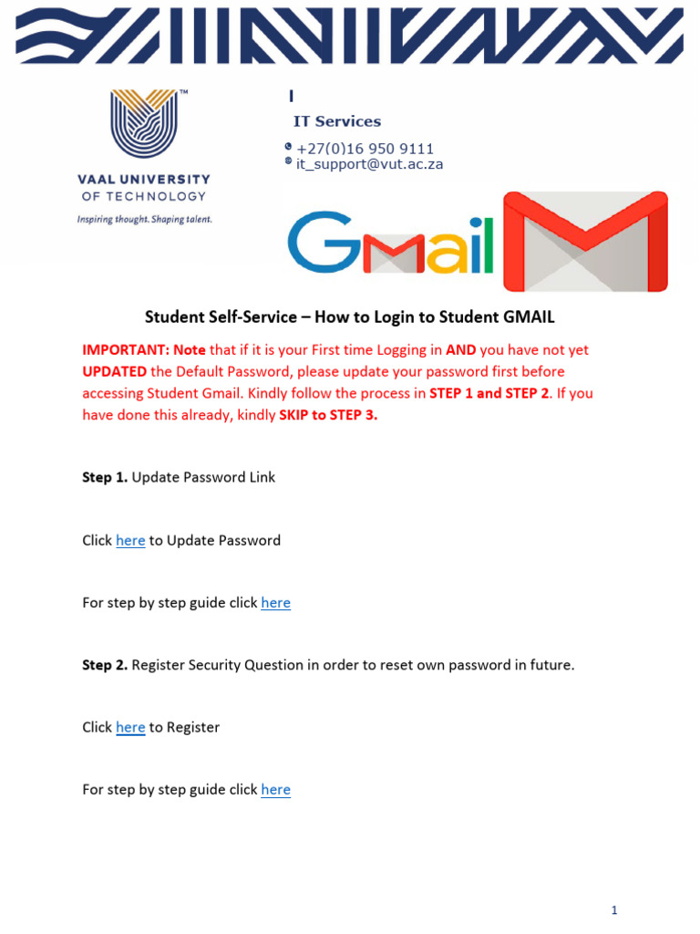 Student Self Service HOW TO ACCESS STUDENT GMAIL | PDF | Career ...