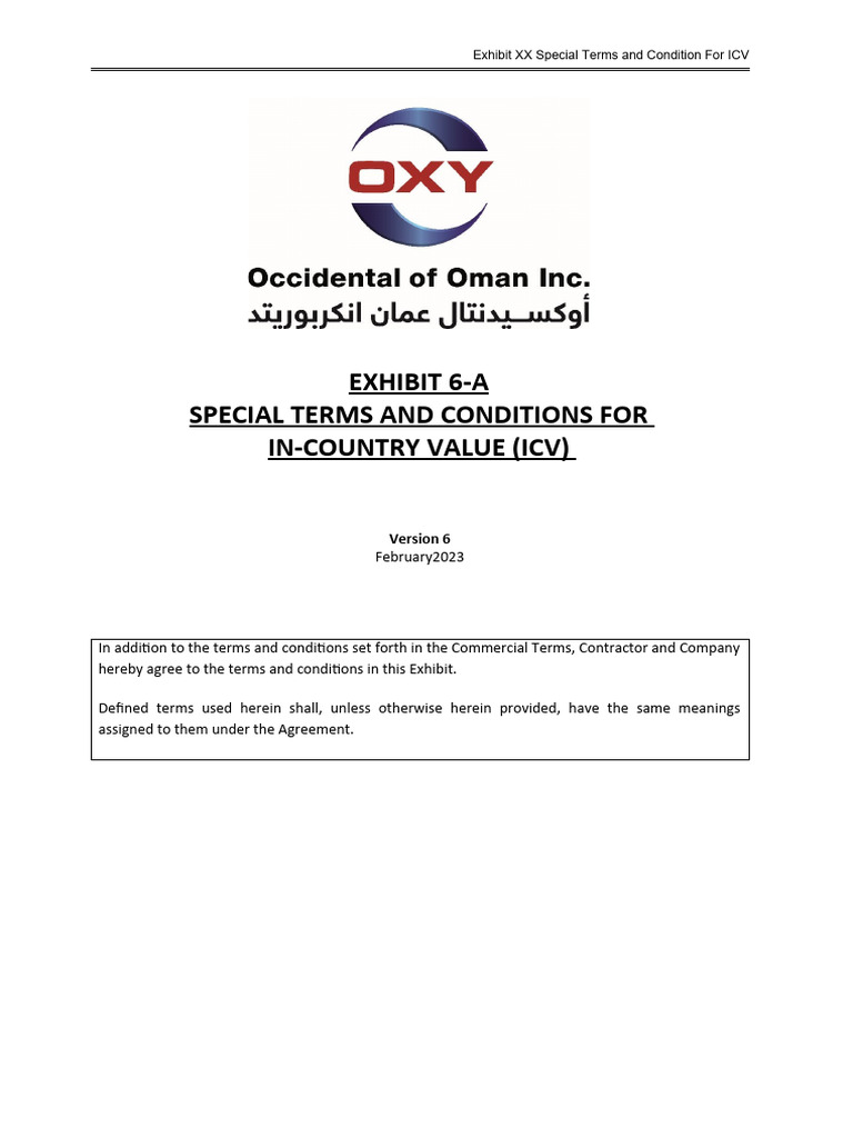 ICV Special Terms and Conditions Oman | PDF | Oman | Small And Medium ...