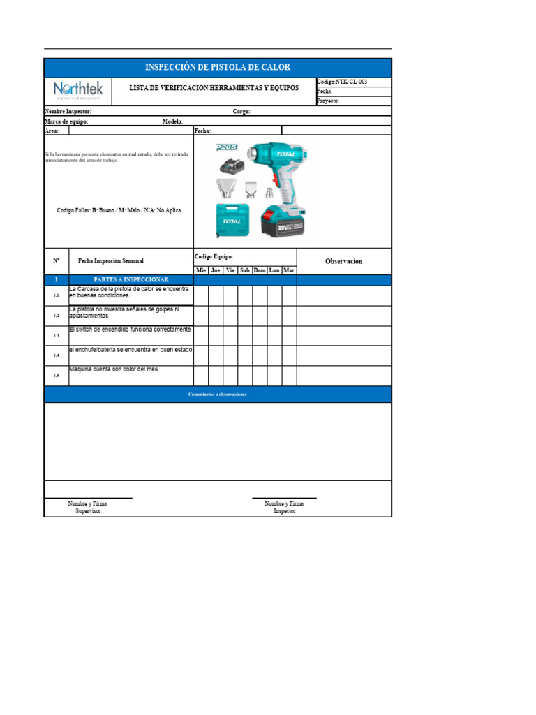 Matriz de Check List | PDF | Ingeniería mecánica | Física Aplicada e ...