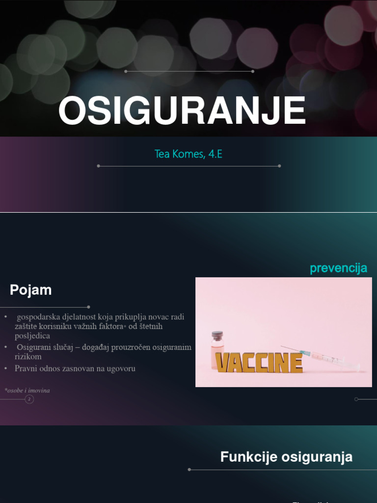 OSIGURANJE - Osnovni Pojmovi | PDF