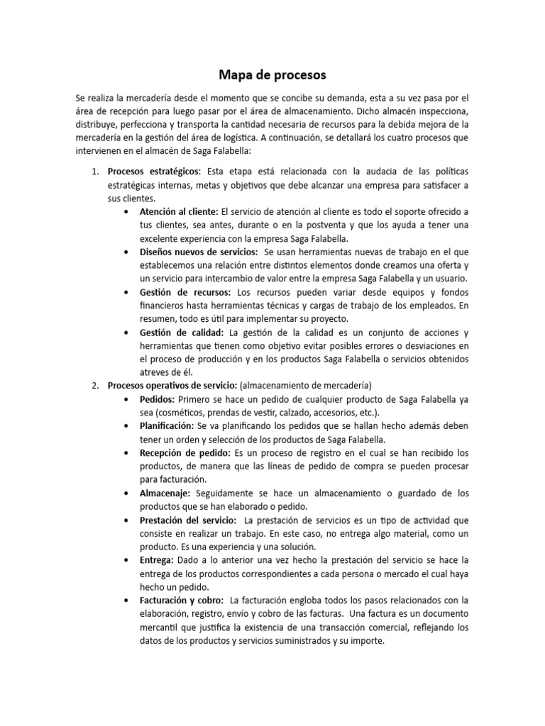 Mapa de Procesos - Saga Falabella | PDF | Business | Logística