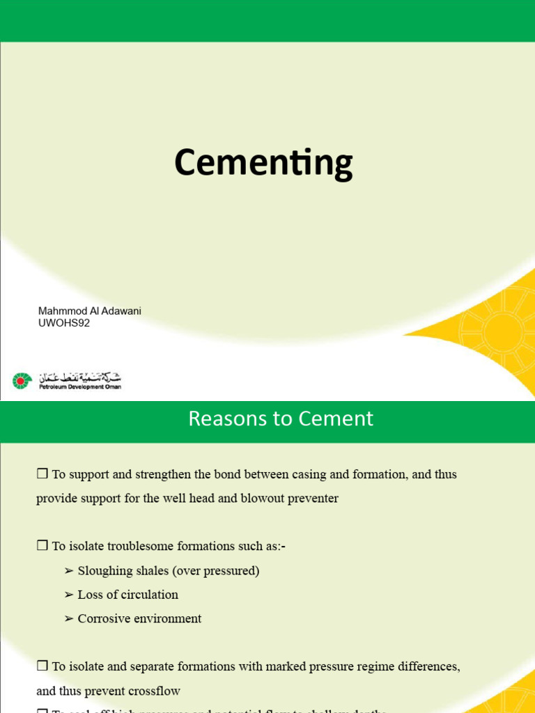 Cementing 1 | PDF | Casing (Borehole) | Chemical Engineering