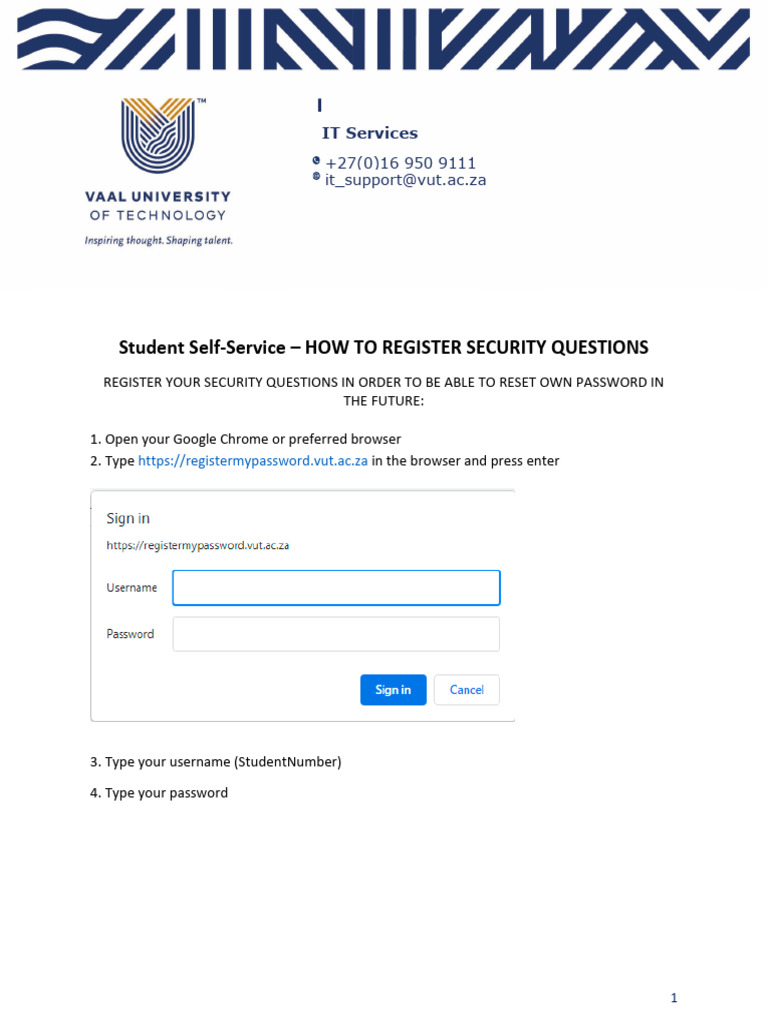 Student Self Service PASSWORD REGISTRATION | PDF