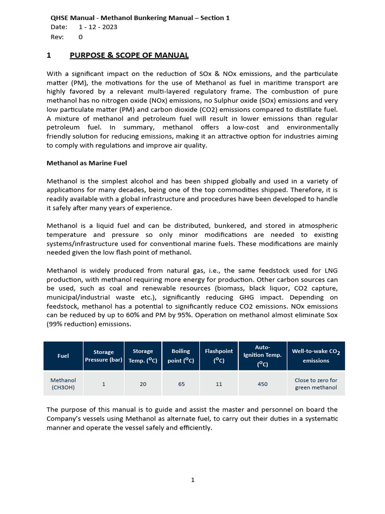 Section 1 | PDF | Methanol | Fuel Oil
