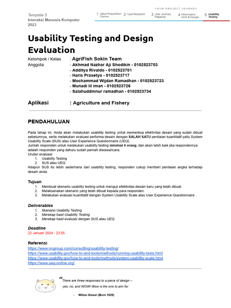 Template 5 - Usability Testing and UEQ - SUS - AgriFish Sokin Team ...