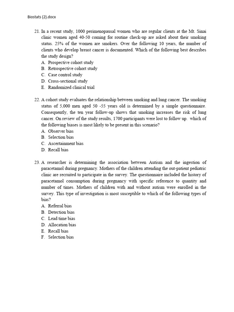 Biostats | PDF | Sensitivity And Specificity | Cohort Study