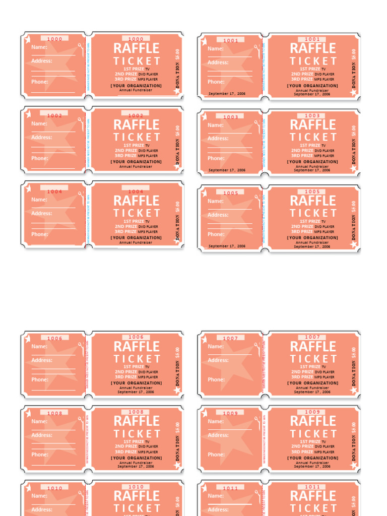 Pattern Raffle Ticket Template | PDF | Gambling Games