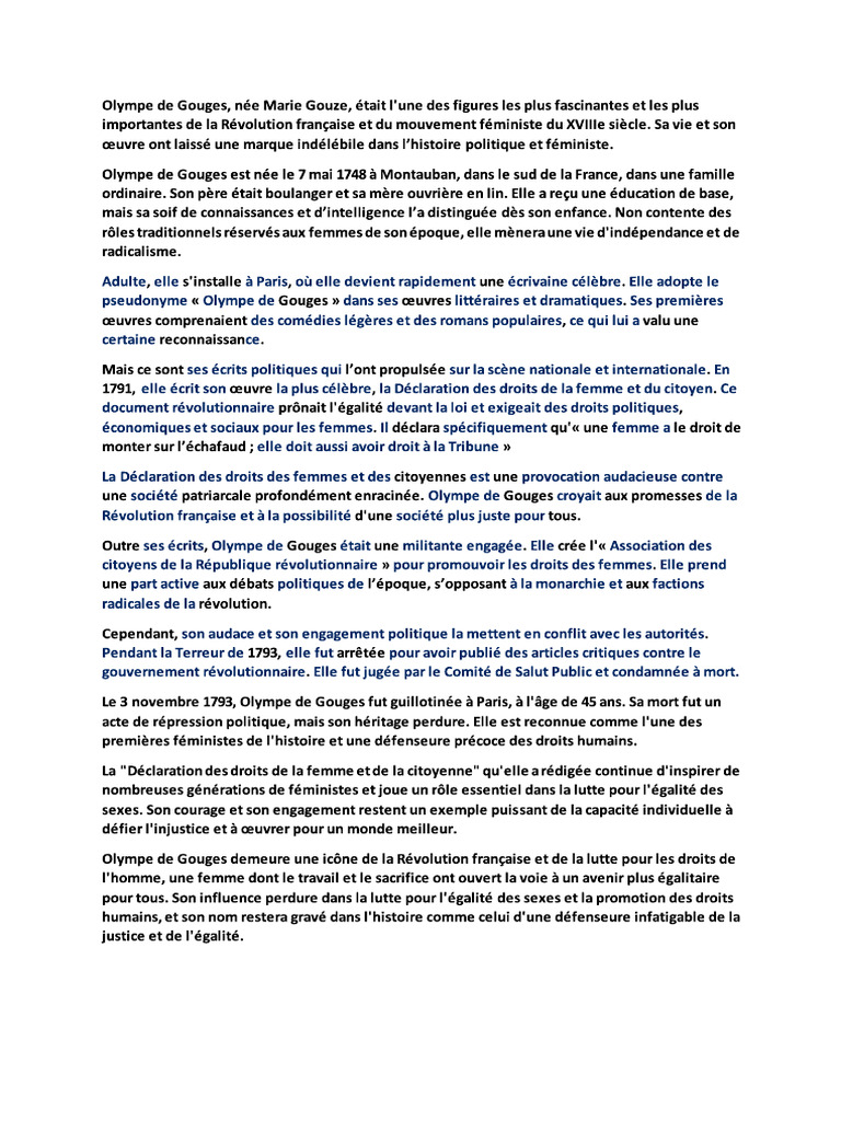 Biographie Olympe de Gouges $ | PDF