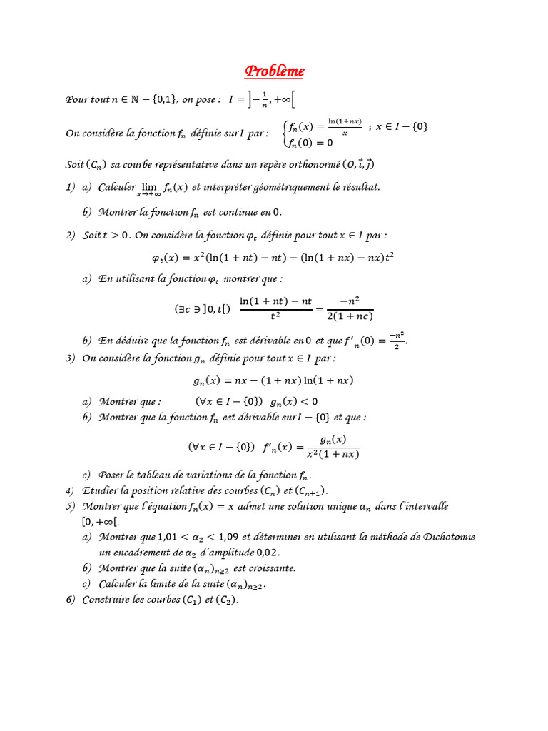 Problème (Fonction LN) | PDF