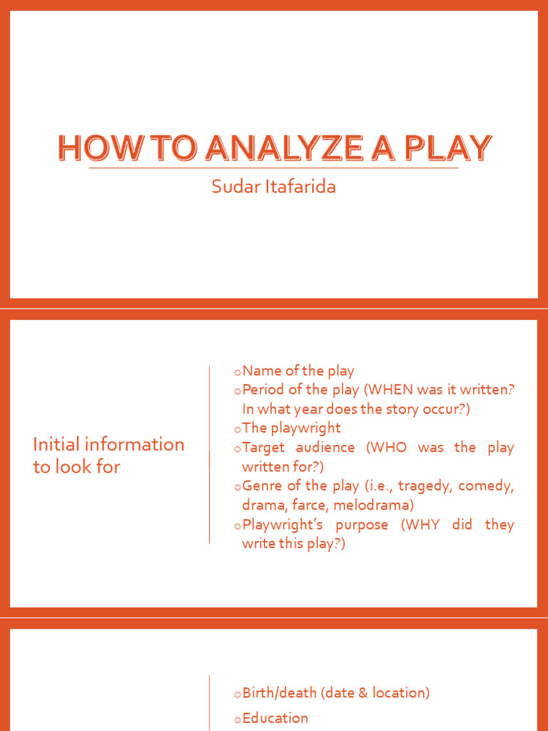 How To Analyze Drama | PDF | Play (Theatre) | Playwright
