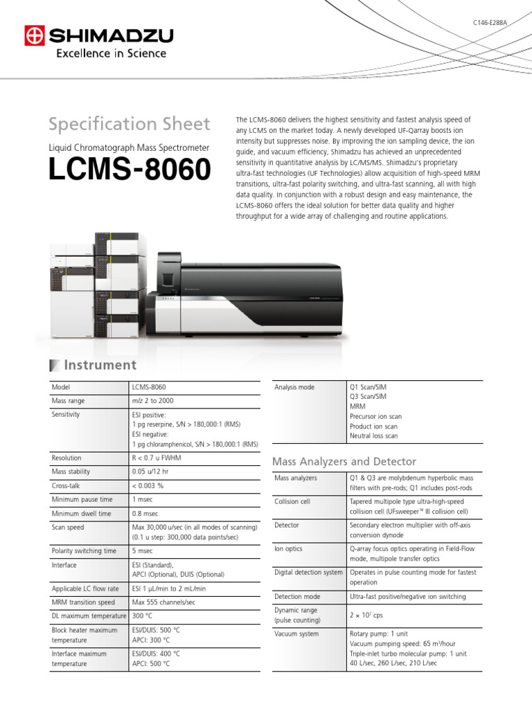 LCMS 8060 SpecificationSheet | PDF | Liquid Chromatography–Mass ...