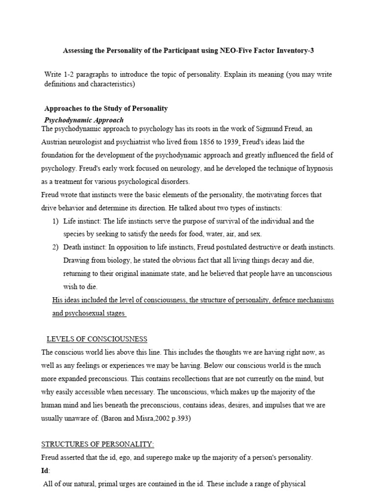 Outline For Writing Personality Test Report | Download Free PDF | Id ...
