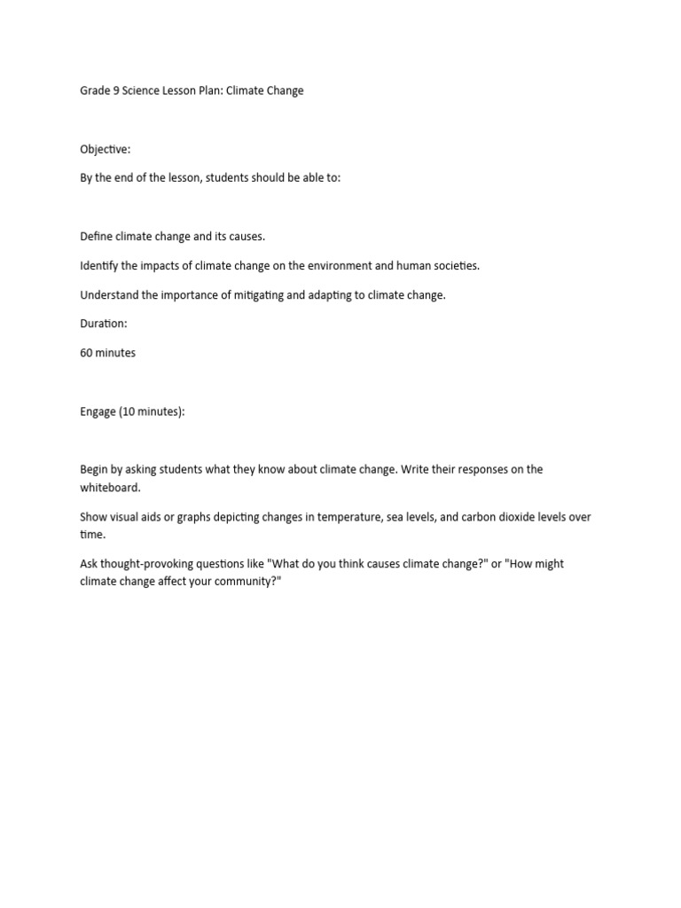 Grade 9science LP Climatechange | PDF | Science & Mathematics