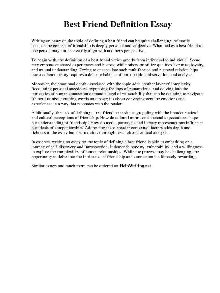 Best Friend Definition Essay | PDF