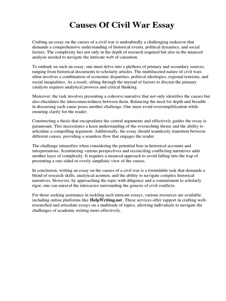 Causes of Civil War Essay | PDF | Essays | Narrative