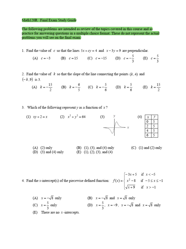 2204 Math120R Final Exam Study Guide | PDF | Polynomial | Mathematical Objects