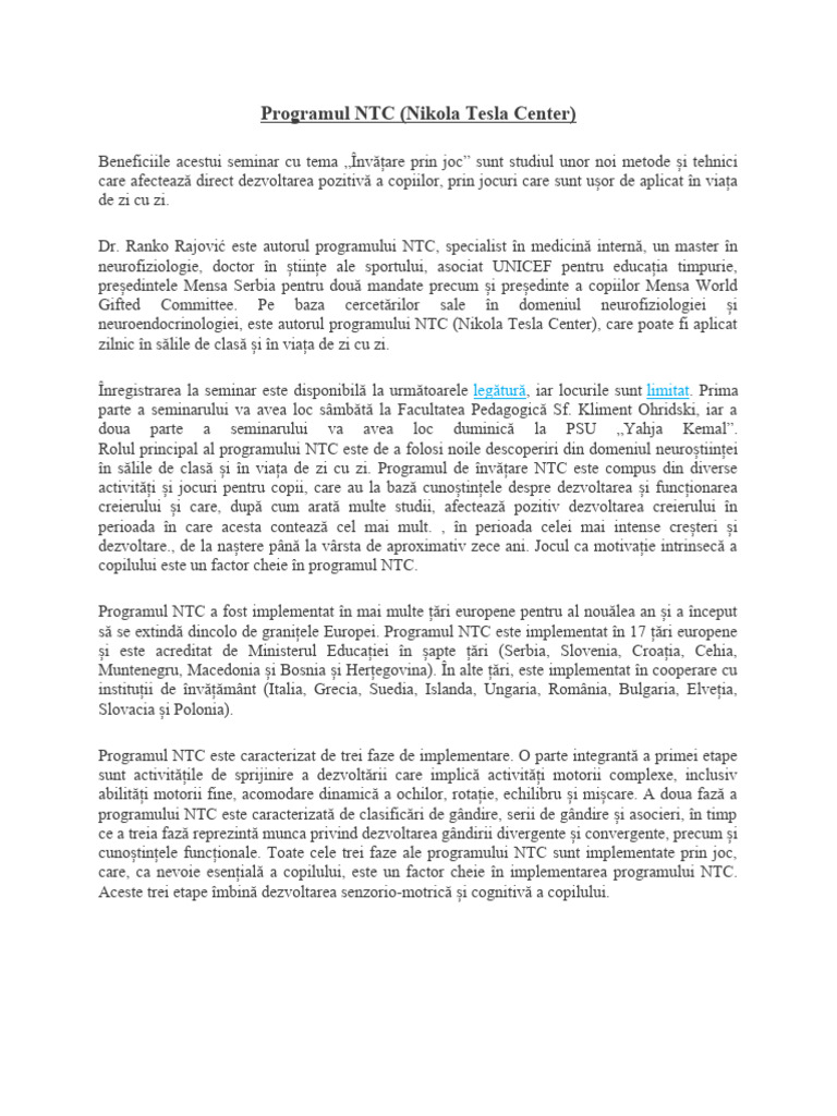 Programul NTC | PDF