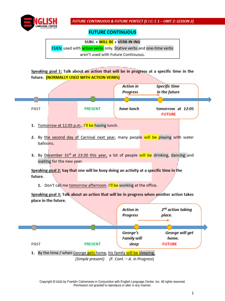 FUTURE CONTINUOUS AND FUTURE PERFECT - LESSON 2 | PDF | Linguistics | Syntax