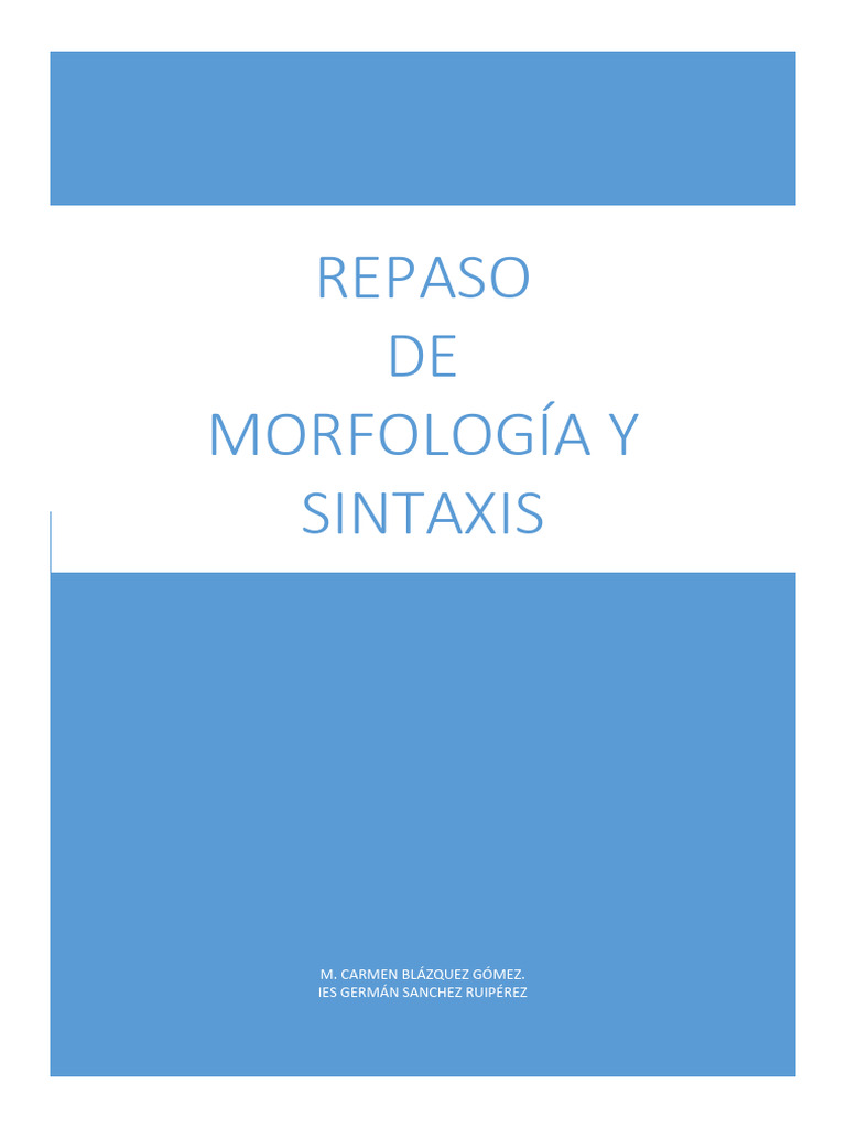 Cuadernillo de Repaso de Morfología y Sintaxis | Descargar gratis PDF | Verbo | Asunto (gramática)