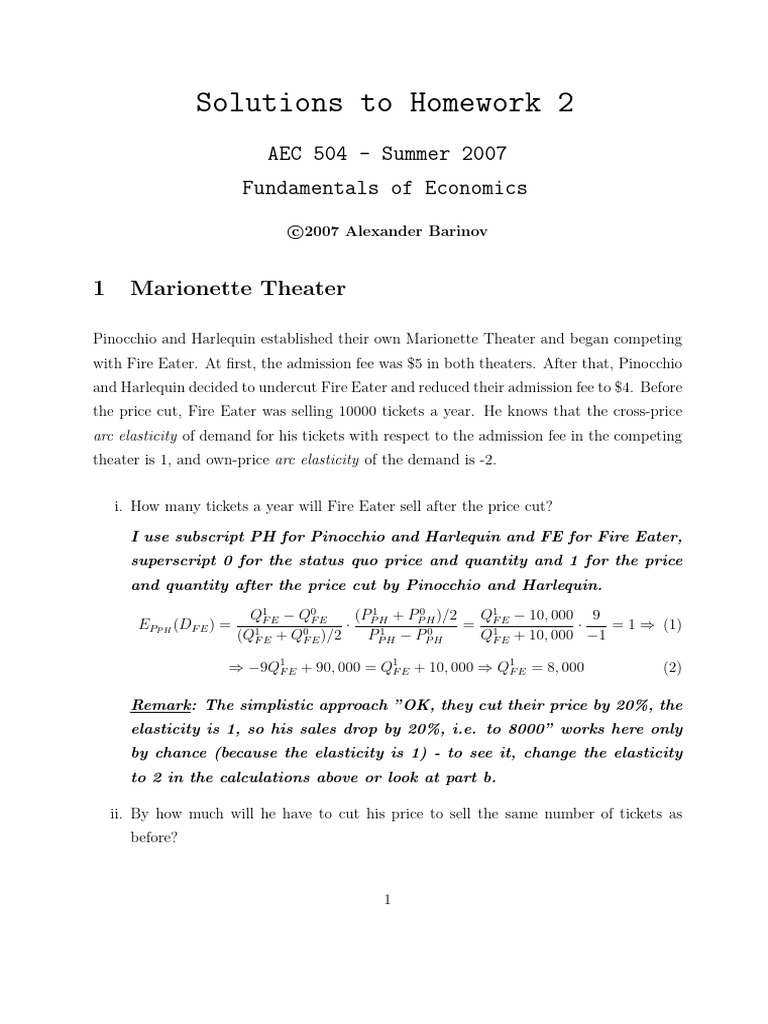 Homework 2 Answers Pdf Price Elasticity Of Demand Marketing