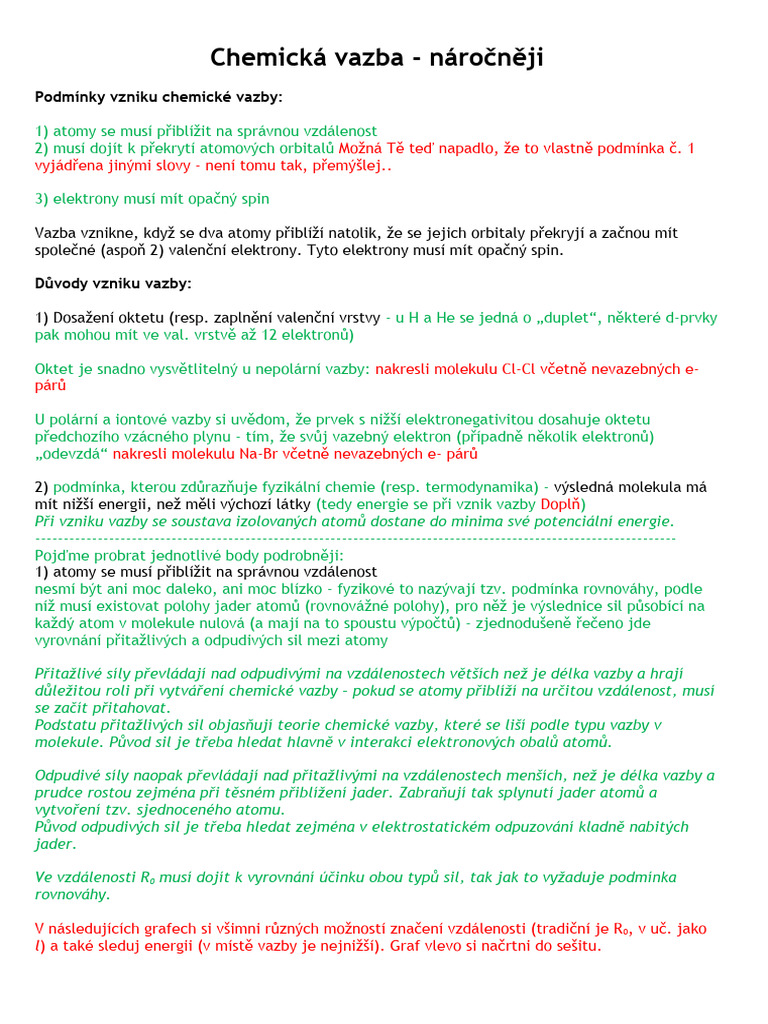 ChI 08 Chemická Vazba Náročněji P 2023 | PDF
