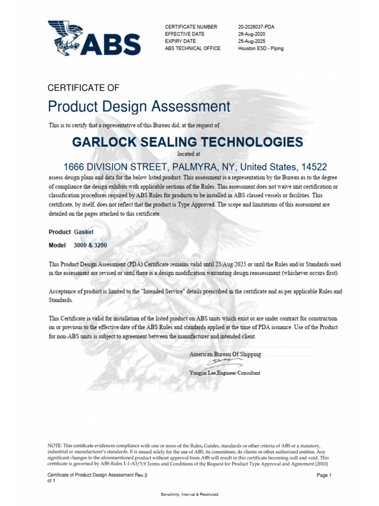 Abs Certification Blue Gard 3000 3200 | PDF | Technology & Engineering