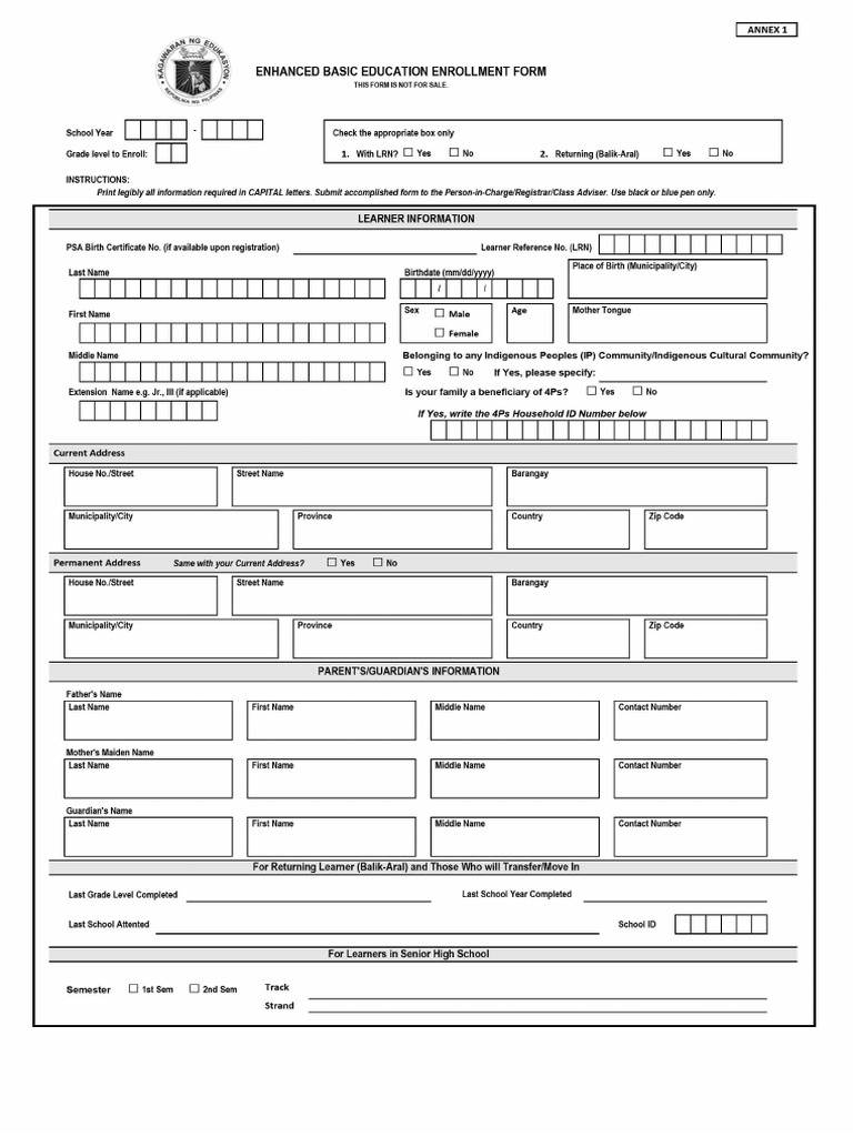enrollment form | PDF