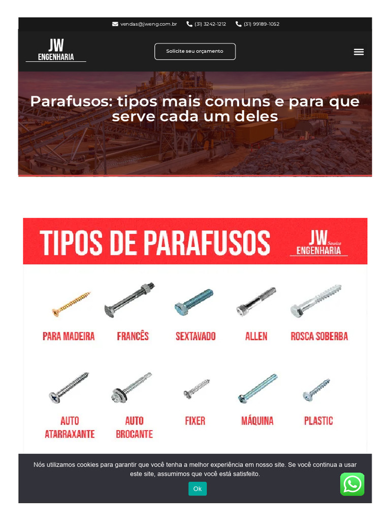 Tipos de Parafusos e Suas Aplicações - Veja 10 Exemplos | Download ...