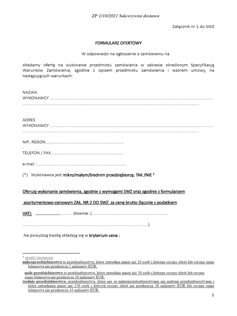 Zal. 1 Formularz Ofertowy Nowy | PDF